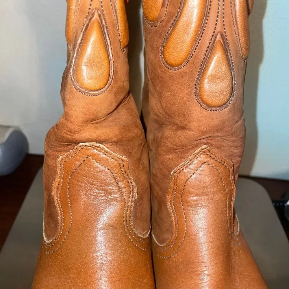 Frye | Shoes | Frye Bear Claw Cowgirl Western Block Heel Boots Cognac ...